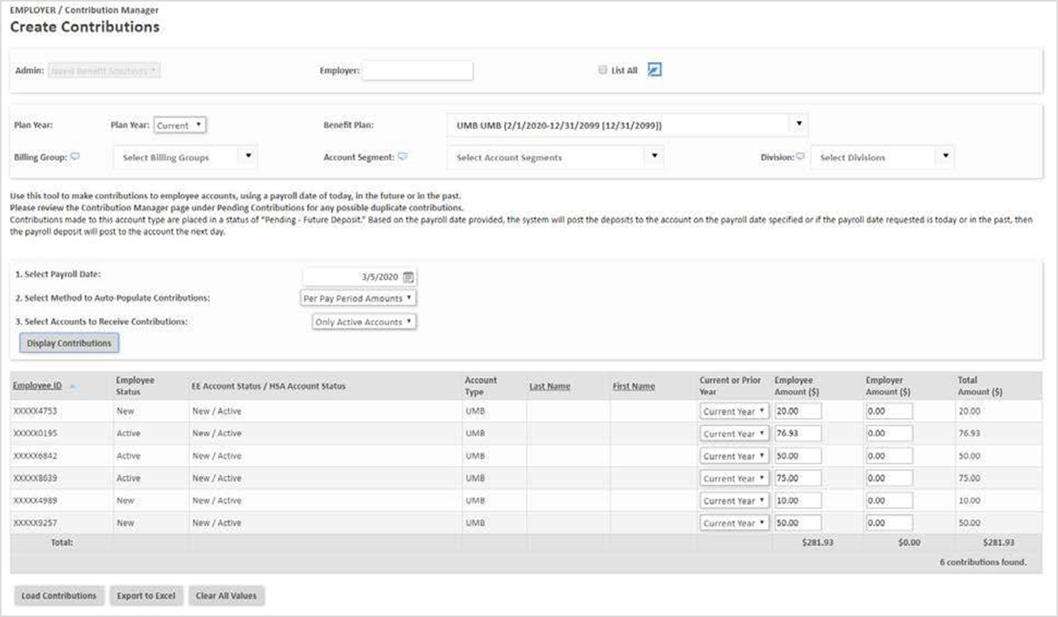 Health Savings Account Contribution Reporting
